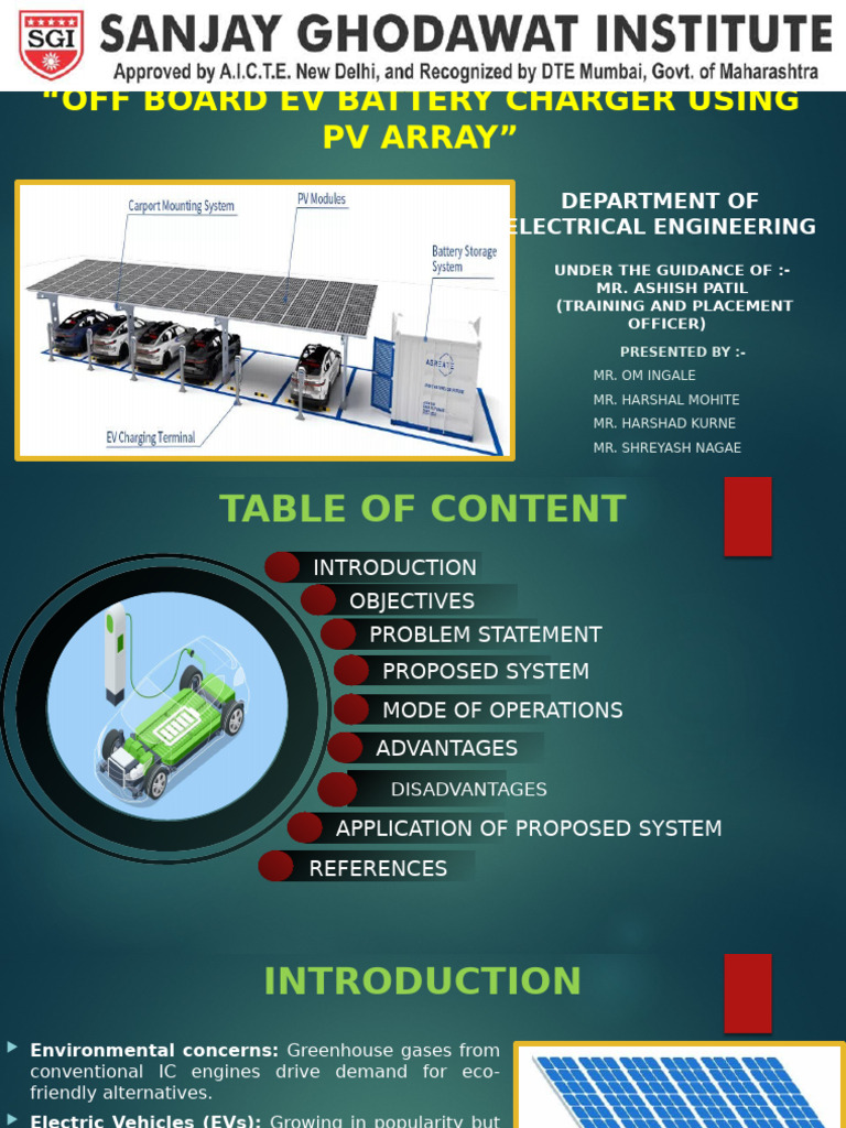 Off Board Ev Battery Charger Using PV Array - 23-10-24-2 | PDF | Photovoltaics | Electric Vehicle