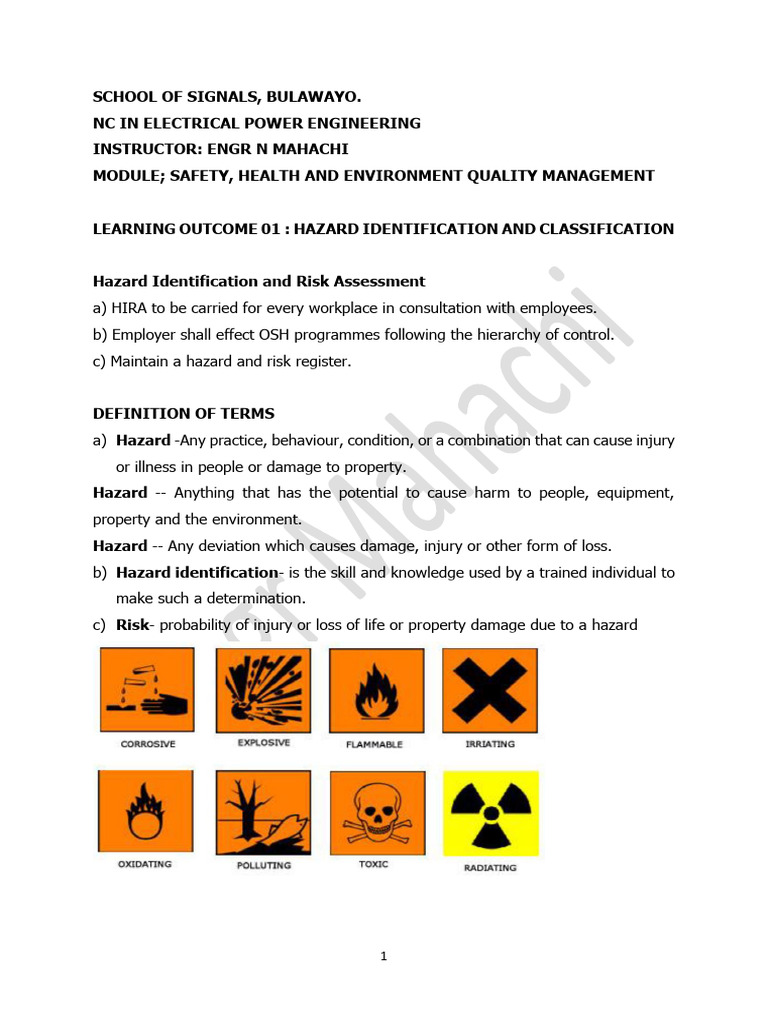 Ch 29 Hazard Identification Std | PDF | Hazards | Risk
