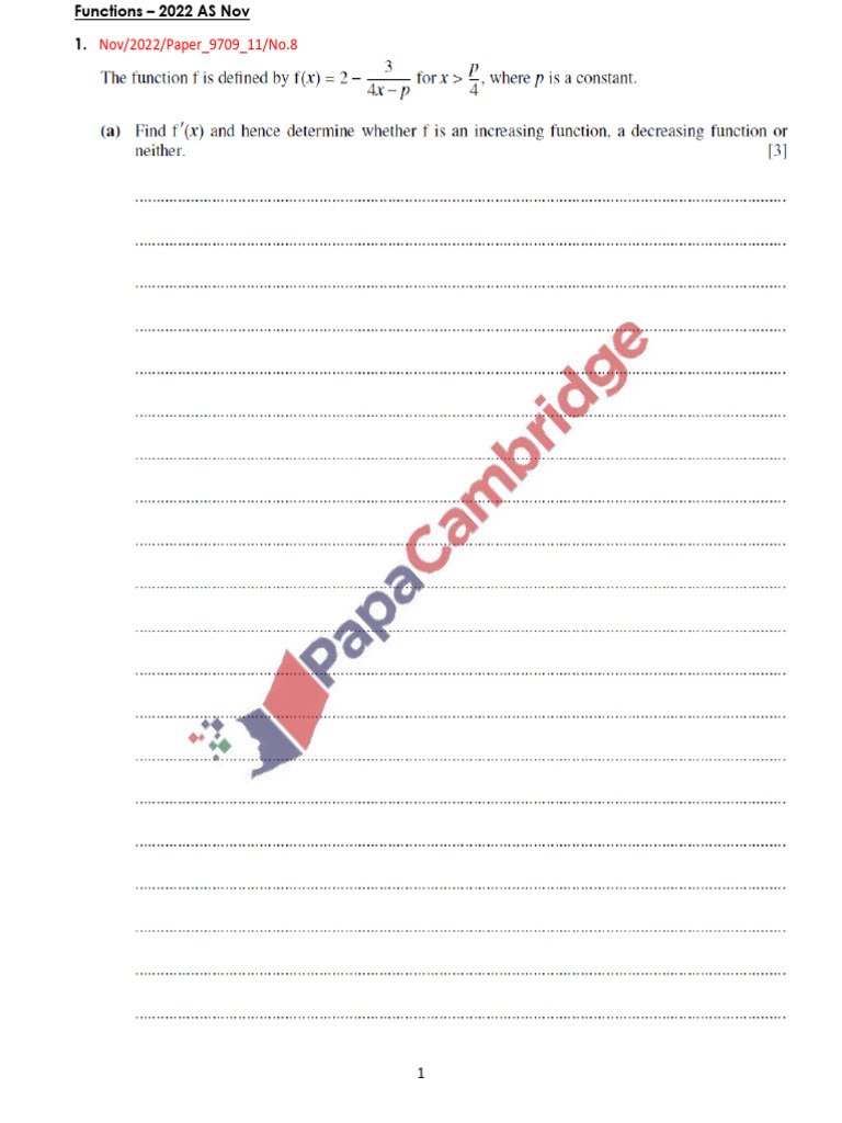 Functions 2022 Nov AS Math | PDF