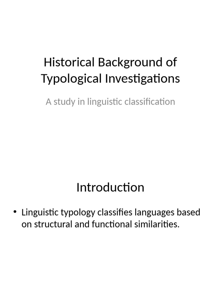 Typological Investigations | PDF