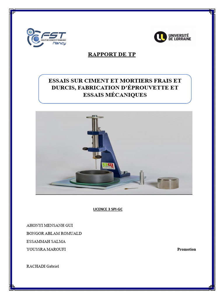 Essais sur ciments et mortiers frais | PDF | Ciment | Béton