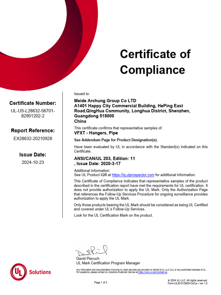 EX28632-Certificate of Compliance | PDF