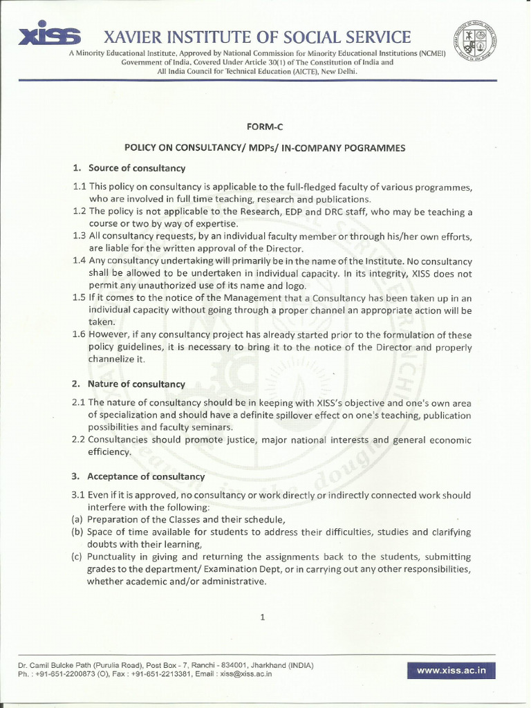 Policy On Consultany MDP | PDF