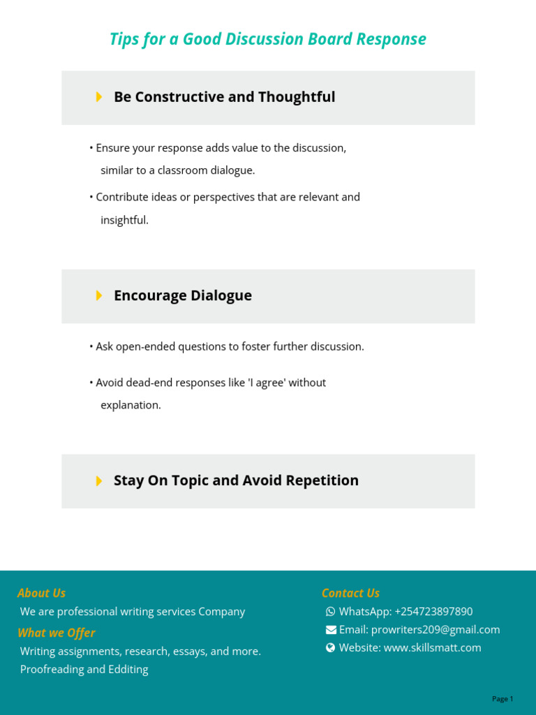 Tips For A Good Discussion Board Response | PDF