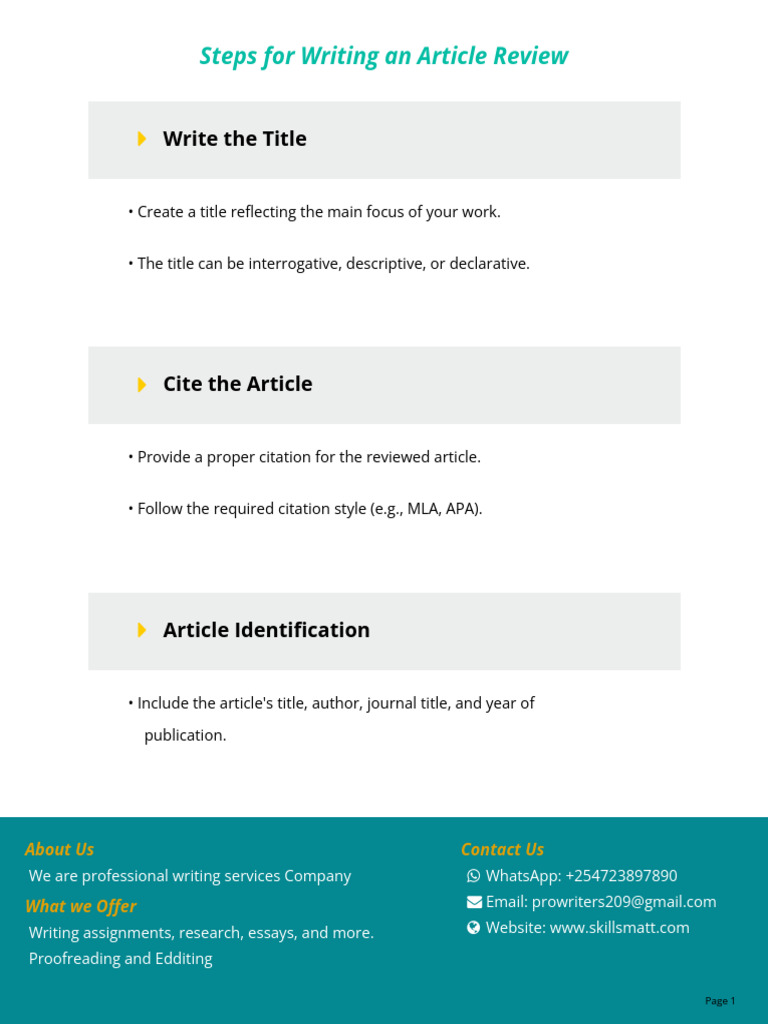 Steps for Writing an Article Review | PDF