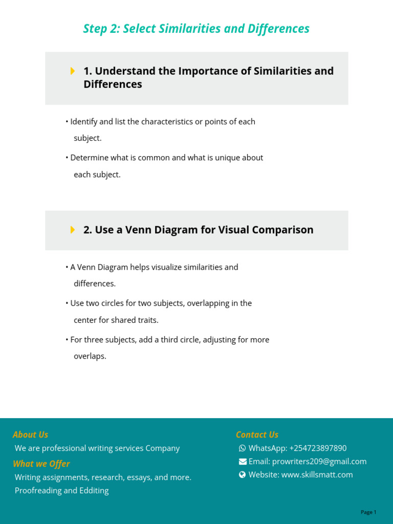 Step 2 Select Similarities and Differences | PDF