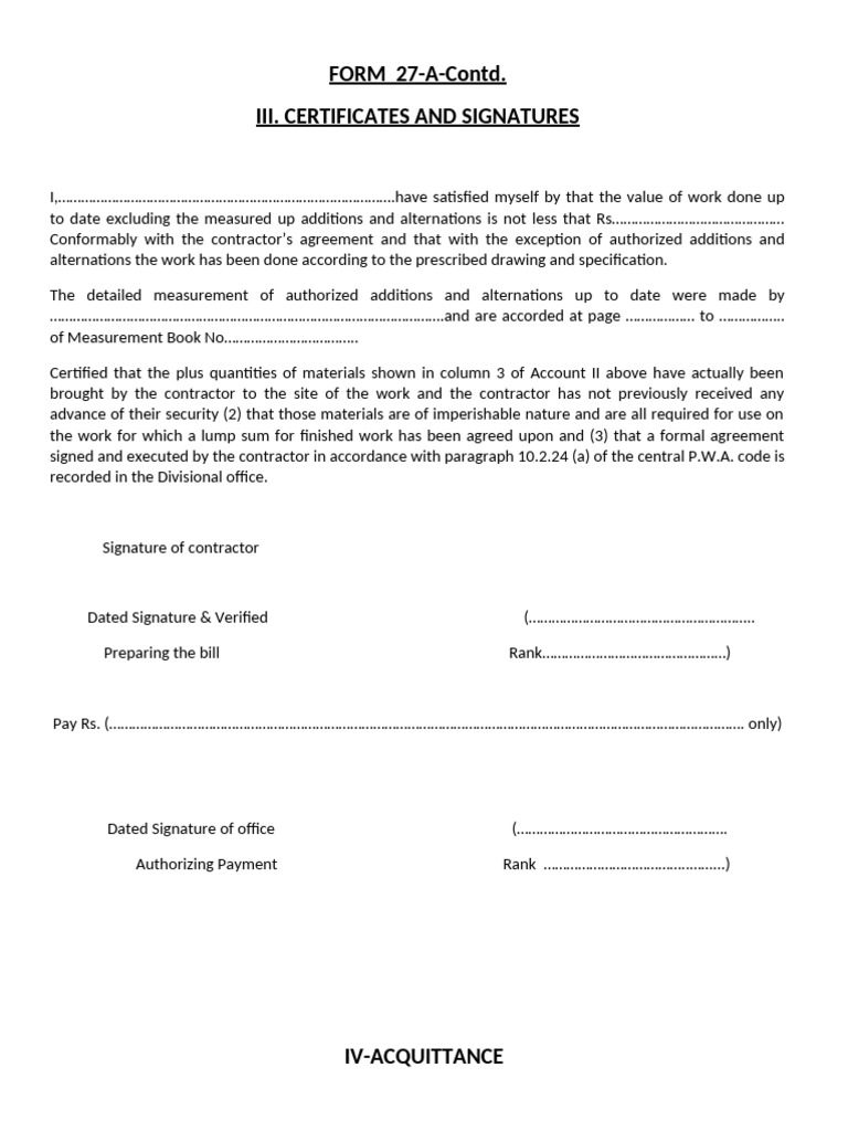 FORM 27 -A | PDF | Payments | Money