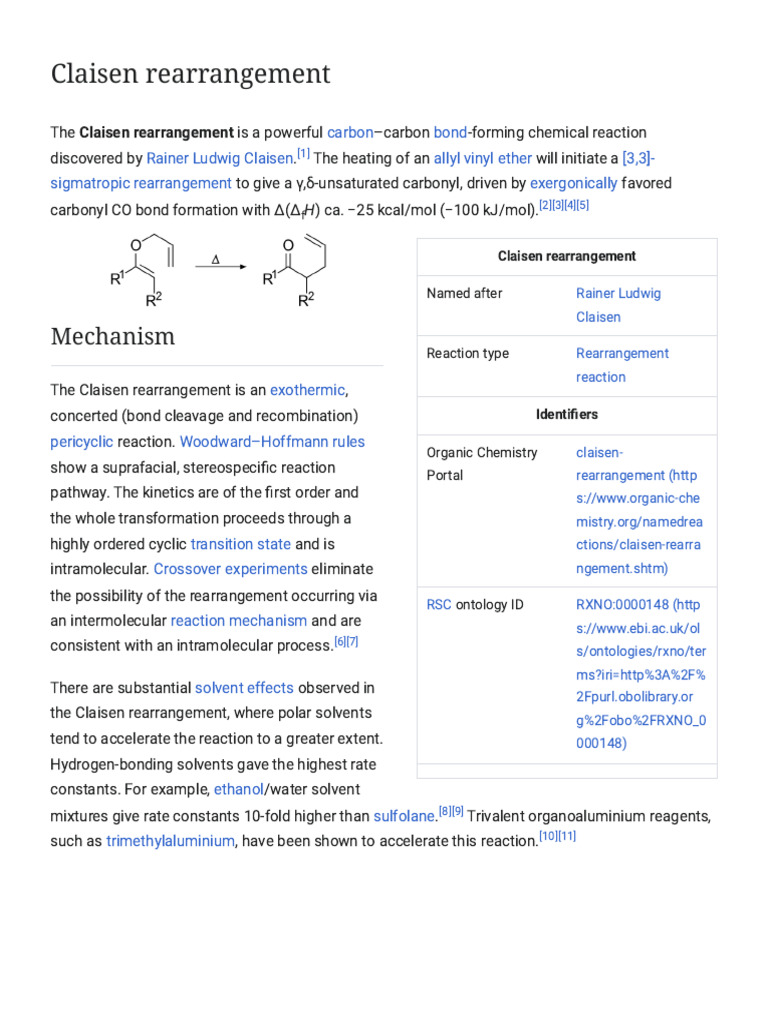 Claisen Rearrangement Overview | PDF | Organic Chemistry | Chemistry