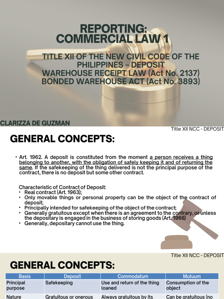 Reporting - Com Law Deposits V2 Summarized | PDF