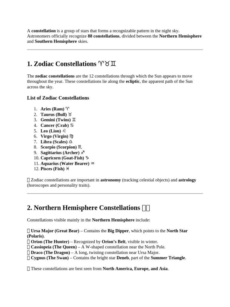 A Constellation Is A Group of Stars That Forms A Recognizable Pattern ...