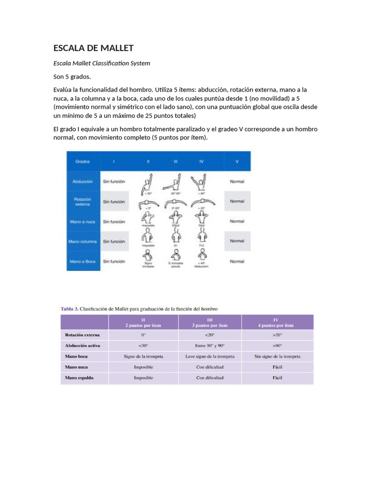 Escala de Mallet | PDF