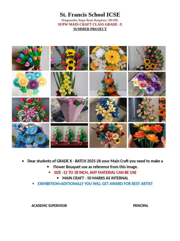 Grade X Summer Project: Flower Bouquet Craft | PDF