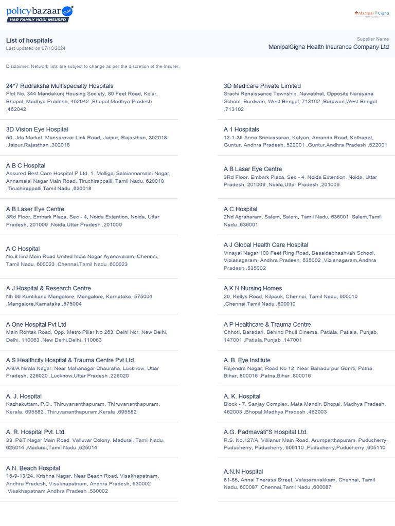 Manipal Cigna | PDF | Gujarat | Delhi