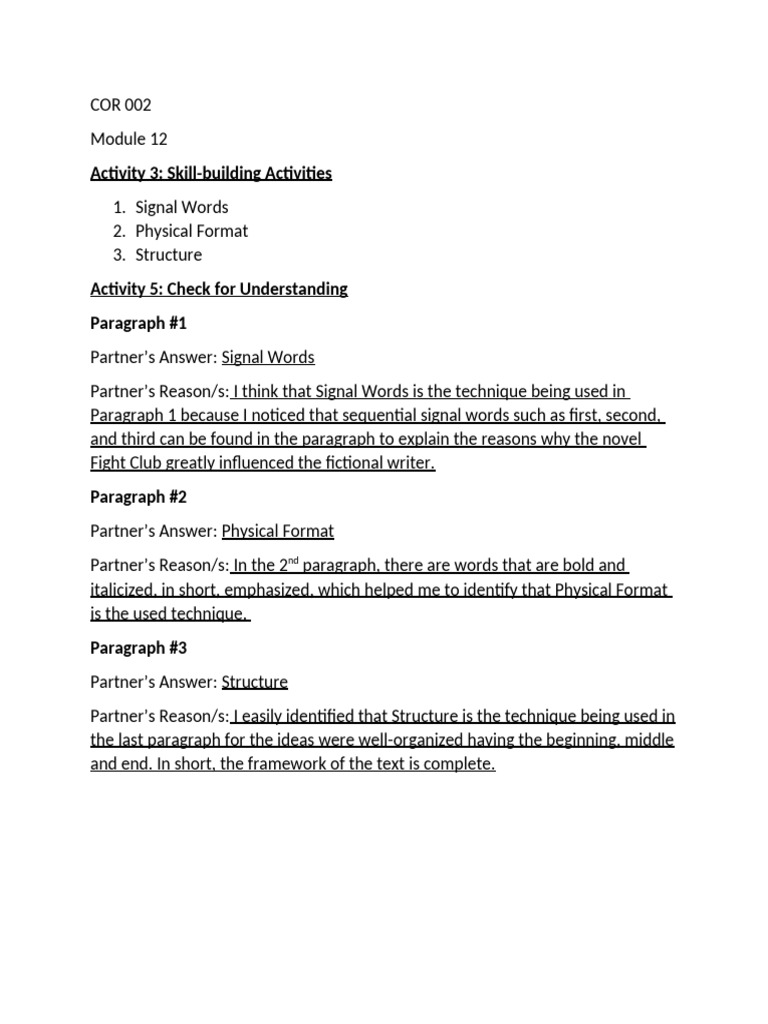 Cor 002 - Module 12 | PDF