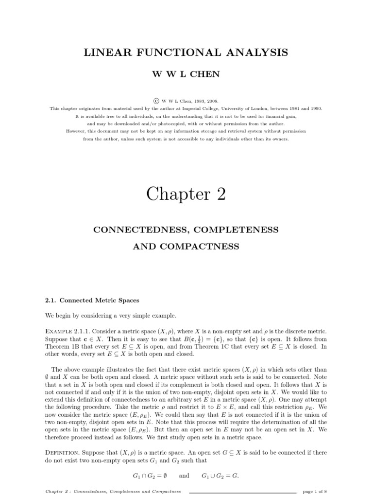 Connectedness Completeness And Compactness Pdf Metric Space Compact Space