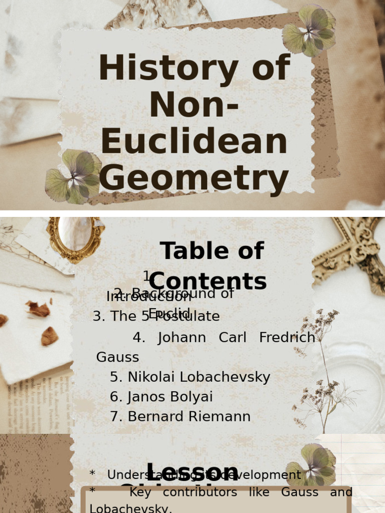 History of Non Euclidean Geometry Group 8 | PDF | Geometry | Euclidean ...