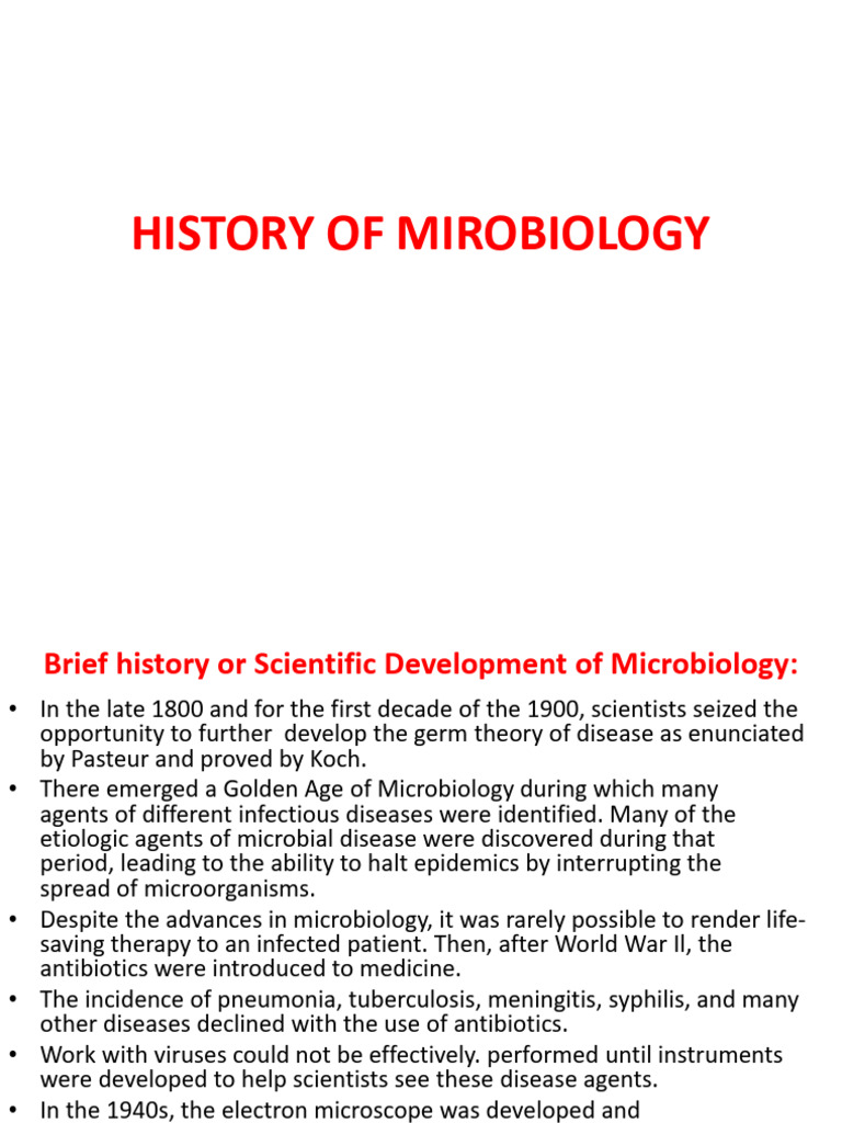 Evolution of Microbiology: Key Milestones | PDF | Microbiology | Penicillin