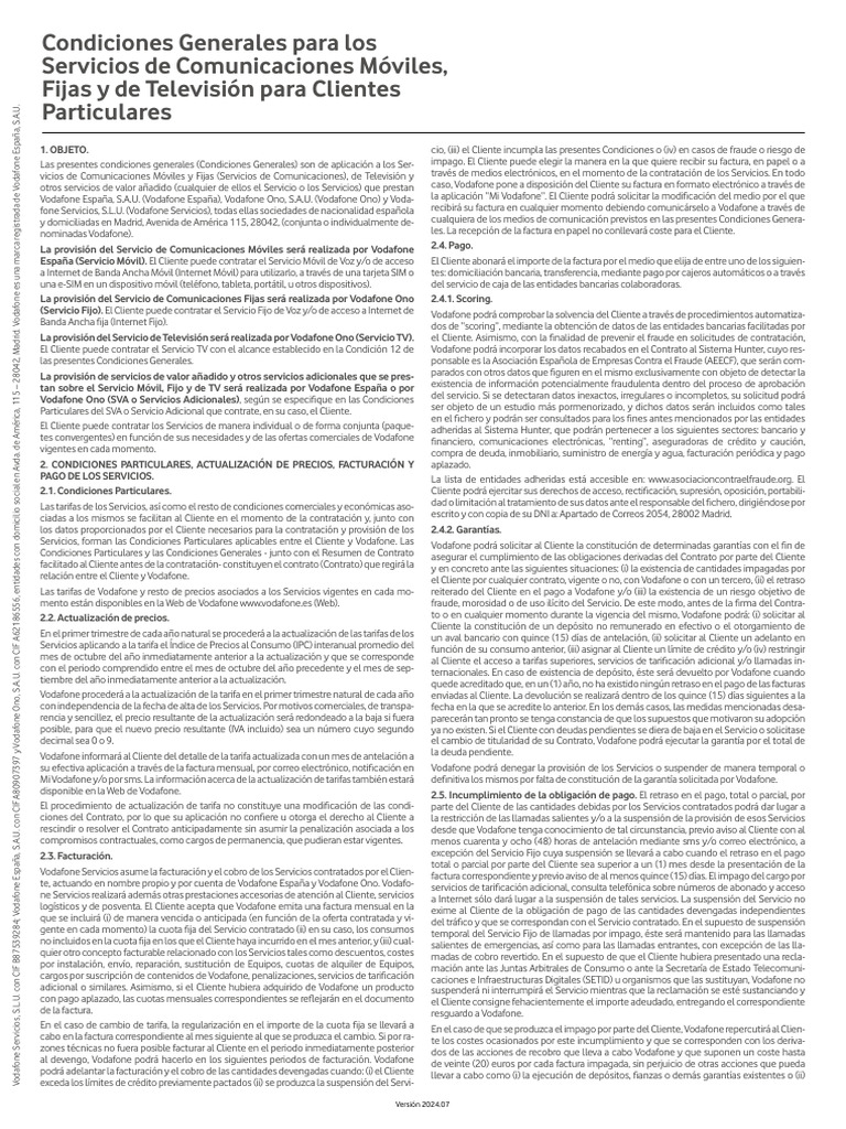 Vf Condiciones Generales Partis | PDF | Telefonía móvil | Cliente