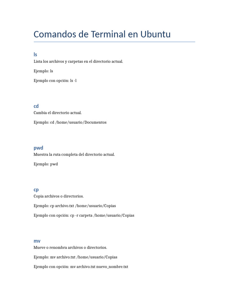 Comandos Terminal Ubuntu | PDF