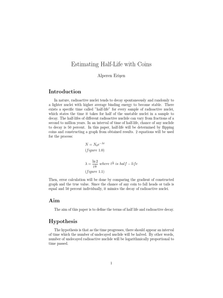 Estimating Half Life With Coins | PDF | Radioactive Decay | Radionuclide
