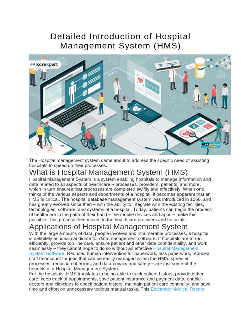 Detailed Introduction of Hospital Management System | PDF | Electronic ...