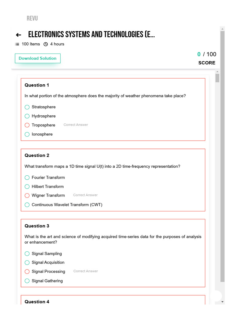 EST Mock Exam Oct 2024 | PDF | Antenna (Radio) | Wavelet