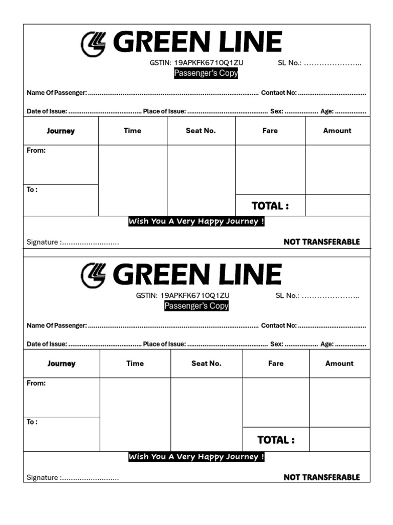 Green Line Ticket Booking Confirmation | PDF