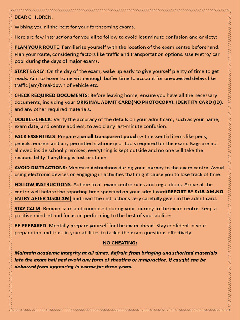 Exam Day Preparation Guide | PDF