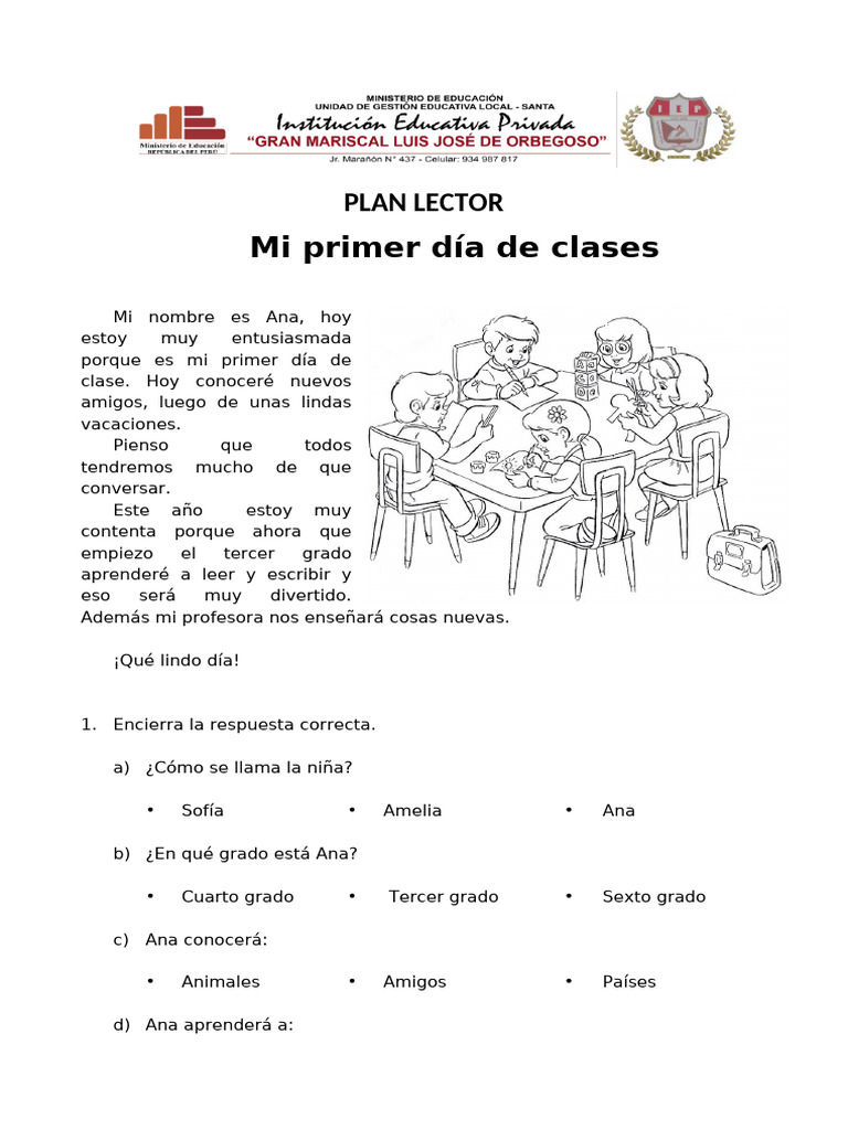 Mi Primer Día de Clases | PDF