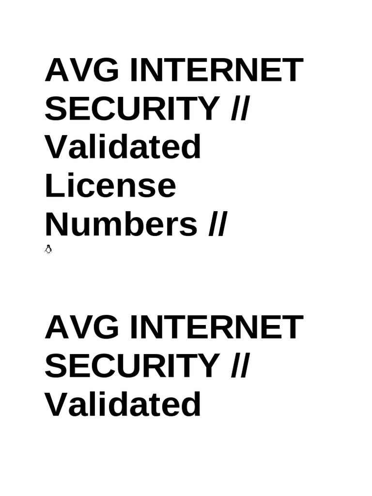 AVG Internet Security License Codes | PDF