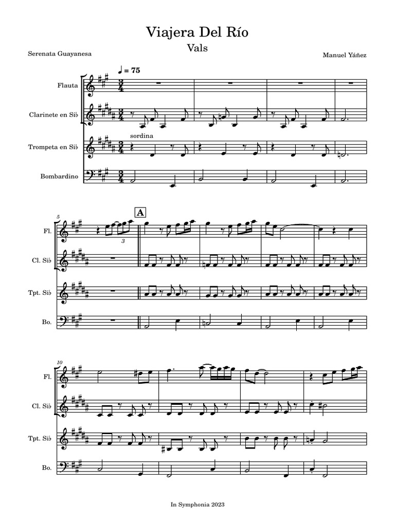 Viajera - Del - Río Quartet-Partitura - y - Partes | PDF