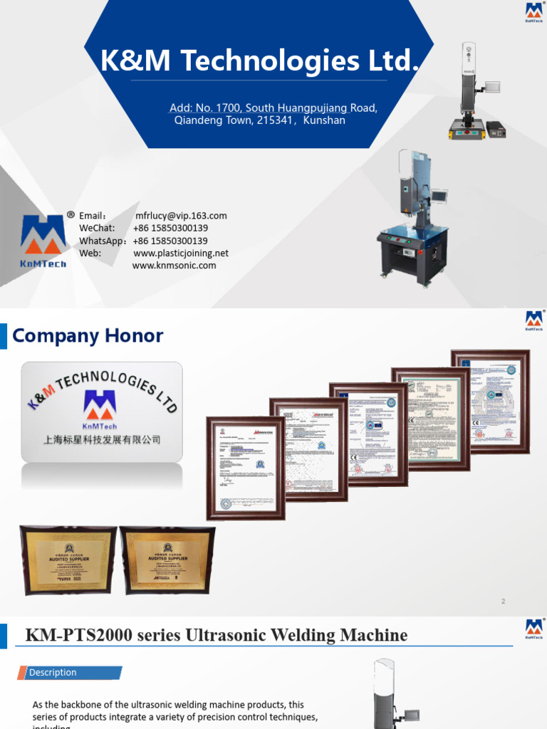 Catalog of KM-PTS2000-P Ultrasonic Welding Machine | PDF | Ultrasound ...