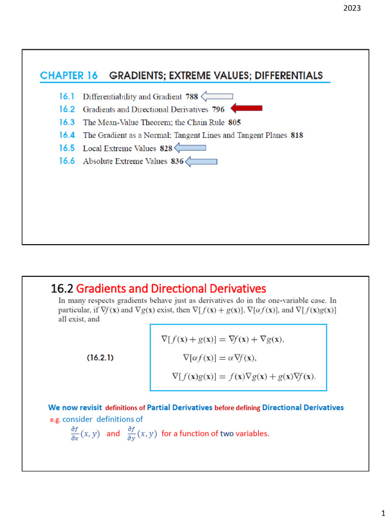 Chapter 16-2 Gradients and Directional Derivatives | PDF | Derivative | Gradient