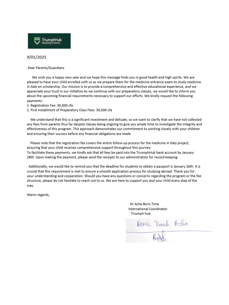 Letter To Parents English Version | PDF