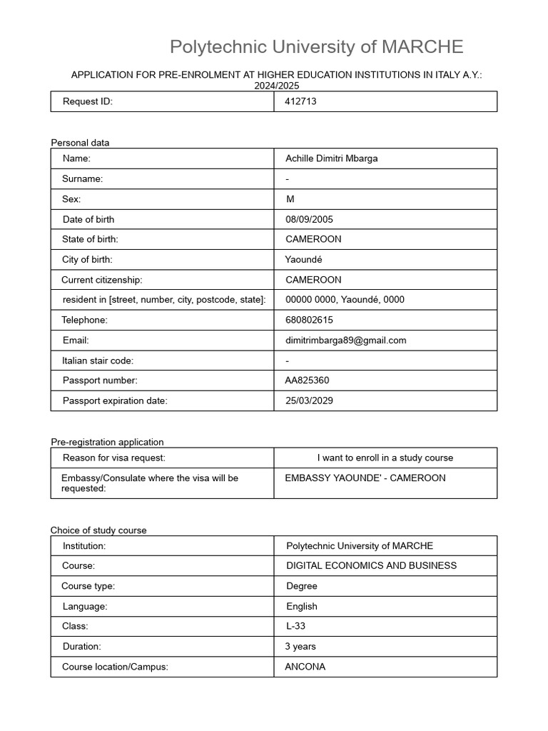 Translated Copy of Dimitri Pre Enrollment Summary | PDF | Educational ...