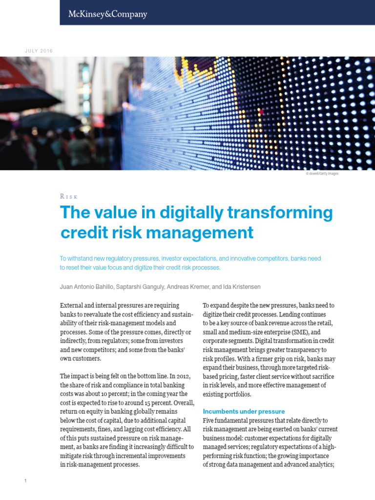 The Value in Digitally Transforming Credit Risk Management | PDF | Banks | Analytics