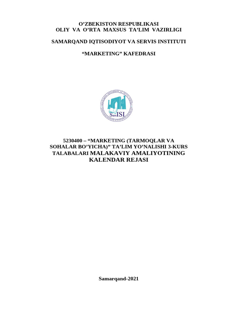 3-Kurs Amaliyot Rejasi | PDF