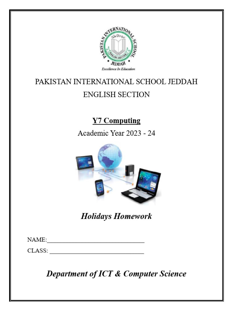 Y6-Computing Holiday Homework 2023-24 | PDF | Spreadsheet | Microsoft Word