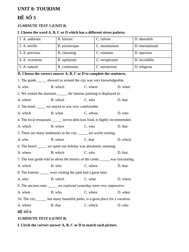 15-Minute Tourism Test for ESL Learners | PDF | Brontë Family