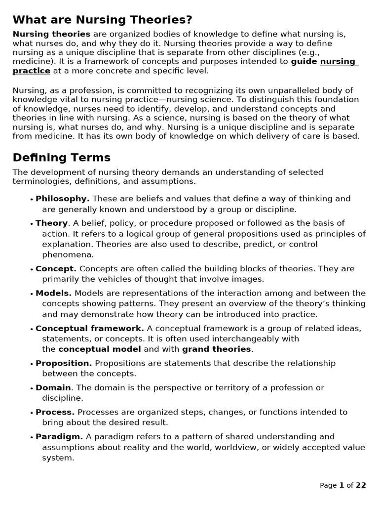 Nursing Theories | PDF | Theory | Nursing