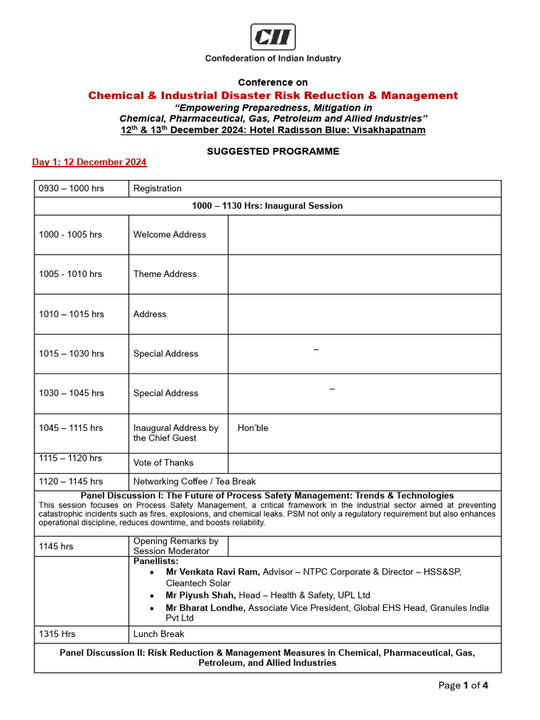 CII Chem & Indl Safety Prog - 19 Nov | PDF | Safety