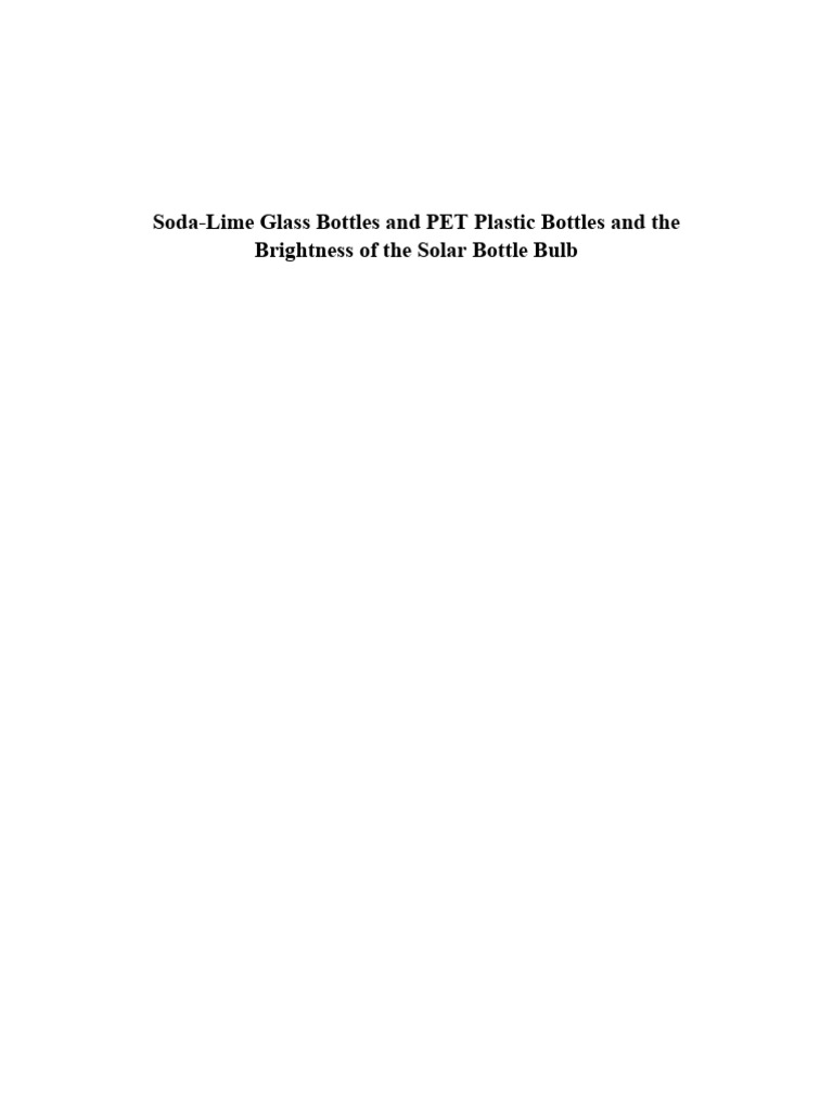 Soda-Lime Glass Bottles and PET Plastic Bottles and The Brightness of ...