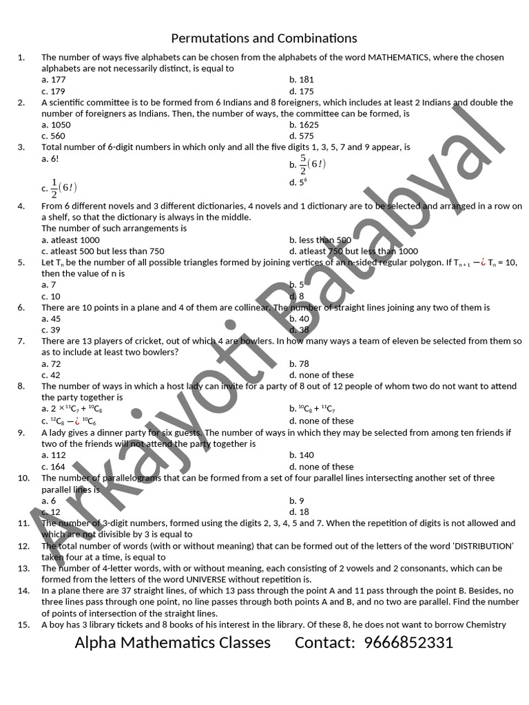 Permutations and Combinations Jee | PDF | Languages | Foreign Language Studies