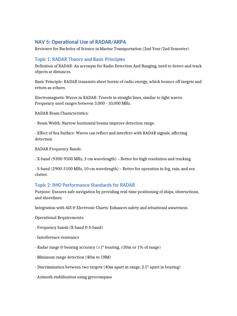NAV5 Reviewer | PDF | Radar | Radio