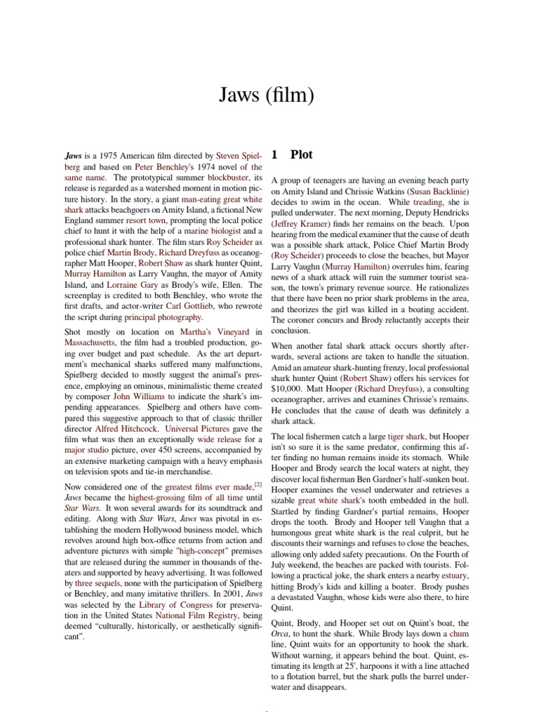 Jaws Film | PDF