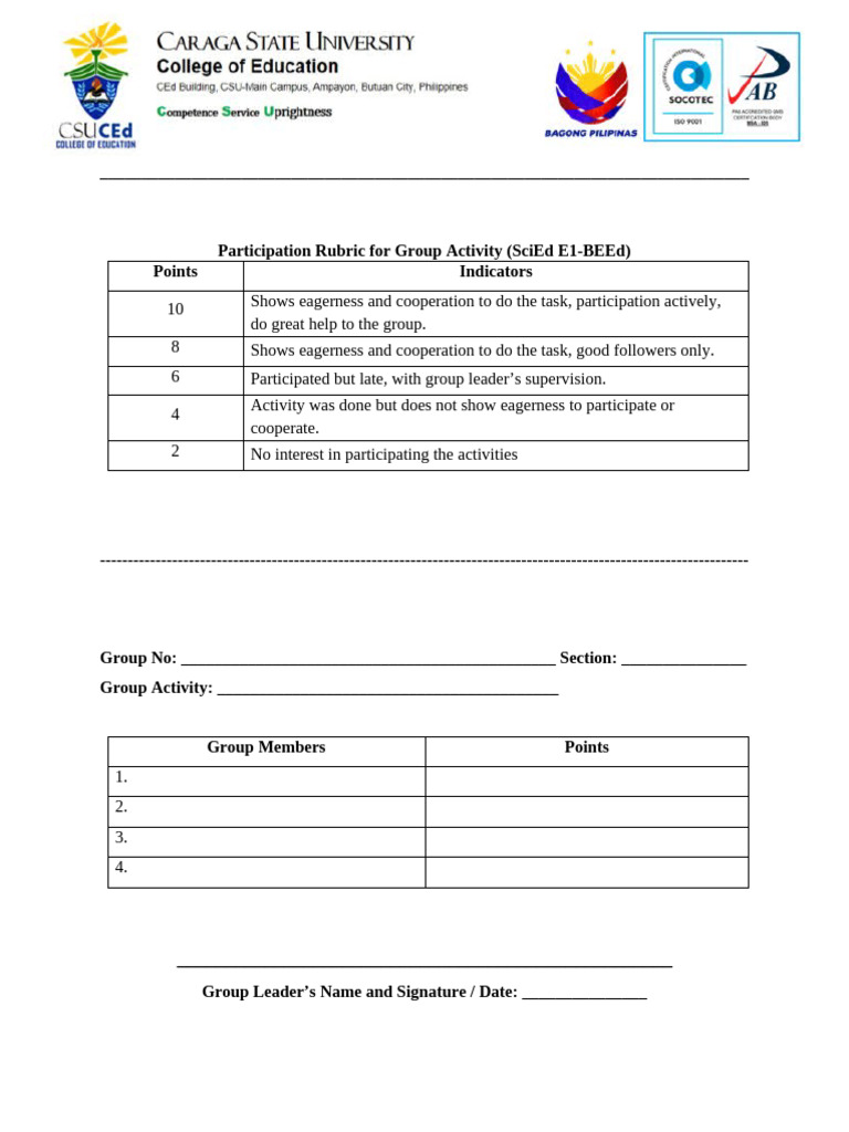 Group Participation Rubric_2024 | PDF