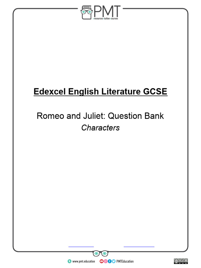 Romeo and Juliet Character Question Bank | PDF | Characters In Romeo ...