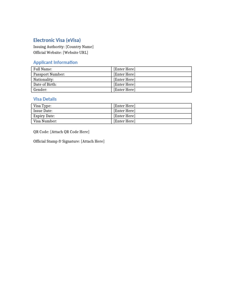 Evisa Template | PDF