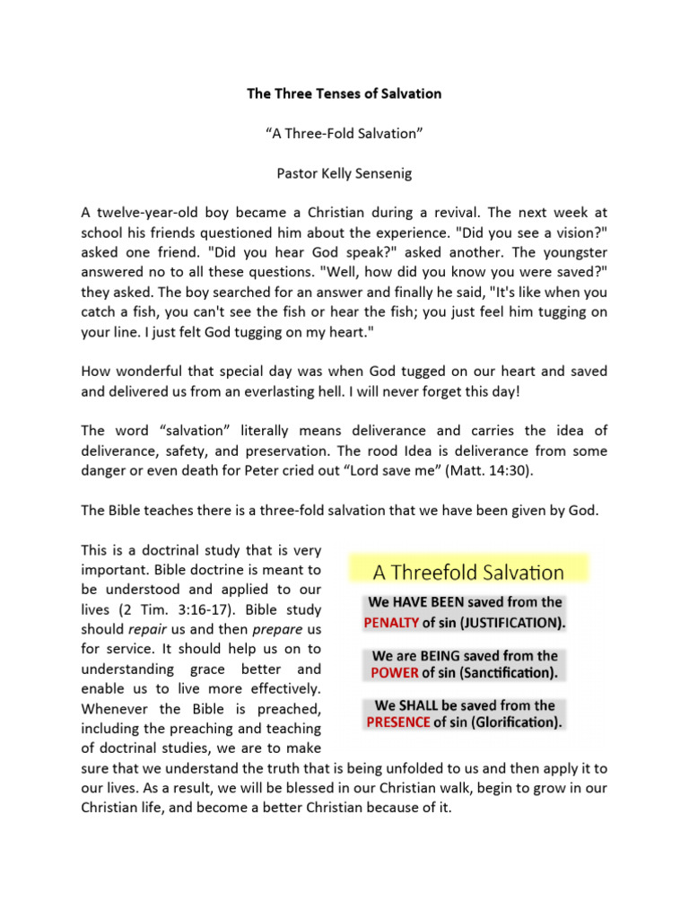 Three Tenses of Salvation | PDF | Salvation | Justification (Theology)