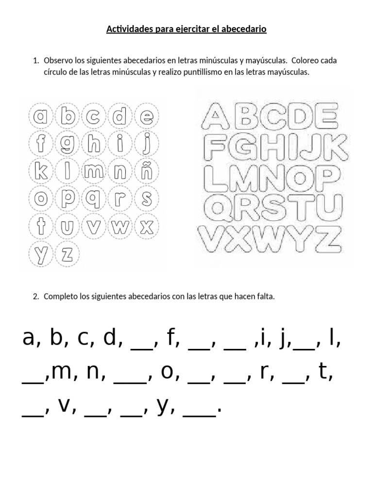 Actividades para Ejercitar El Abecedario. | PDF